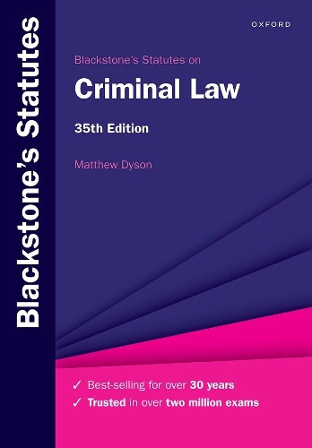 Blackstone's Statutes on Criminal Law by Matthew Dyson | Waterstones