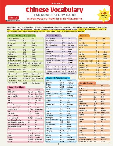 Chinese Vocabulary Language Study Card by Madeline Chu | Waterstones