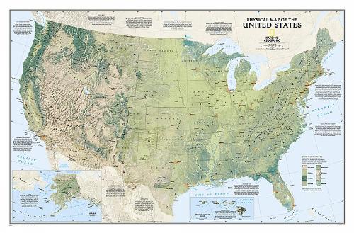 United States Physical Map [Laminated] by Nat Geo Maps | Waterstones