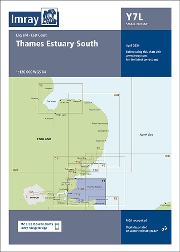 Laminated Y7 Thames Estuary South (Small Format) by Imray Y Series ...