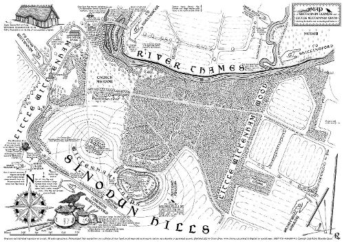 Map of Wittenham Clumps and Little Wittenham Wood showing footpaths and ...