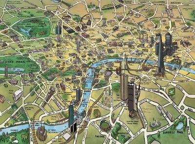 Original Illustrated 3D London Map Guide And Souvenir Hand Drawn ...