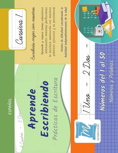 Practicas de Escritura - Números del 1 al 50 - Letra Cursiva, Nivel 1 ...