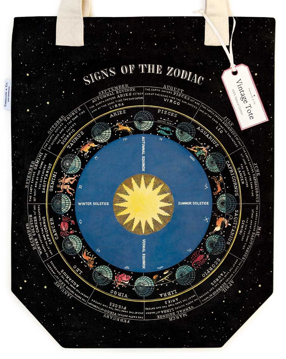 Black Zodiac signs cloth bag | Waterstones