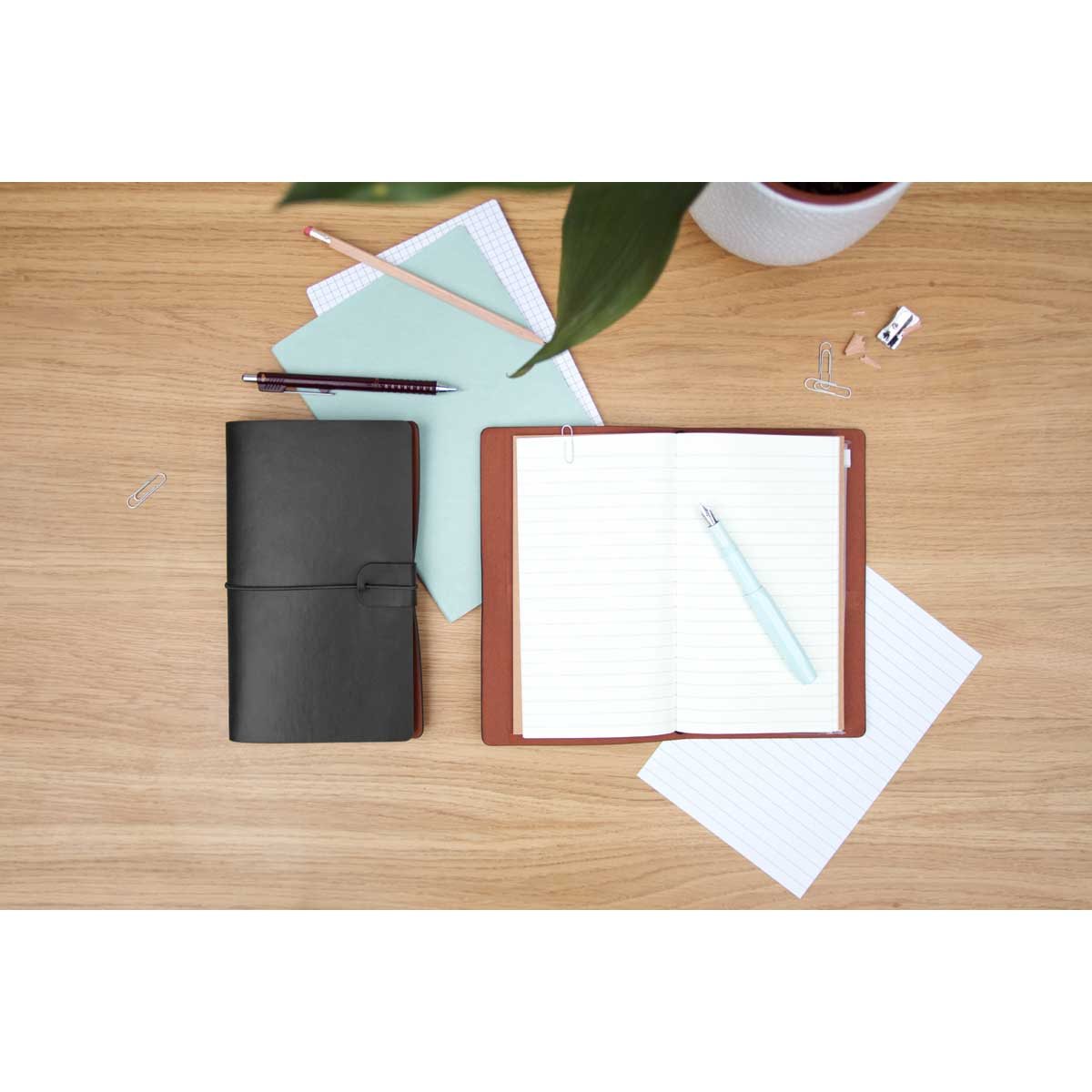 Faux Leather Travel Notebook Brown | Waterstones