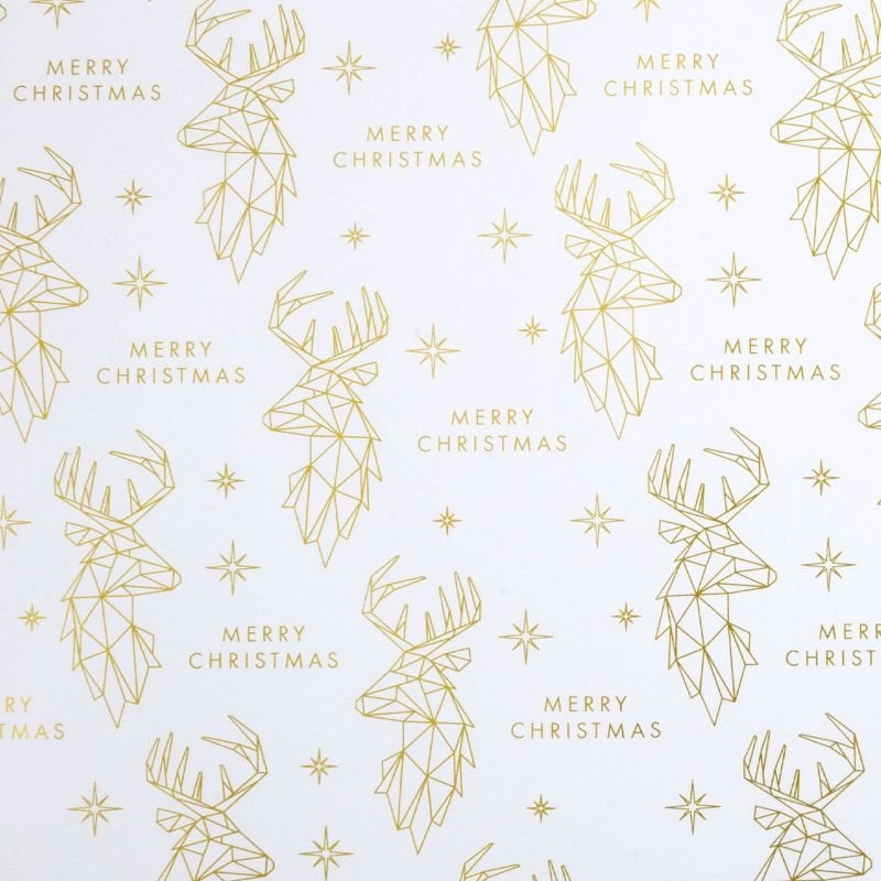 Gold And White Geo Stags 3M Roll Wrap | Waterstones