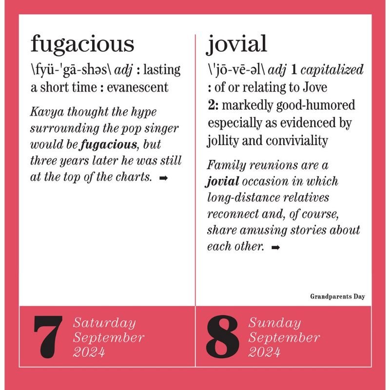 365 New Words-A-Year Page-A-Day Calendar 2024 by Merriam-Webster ...