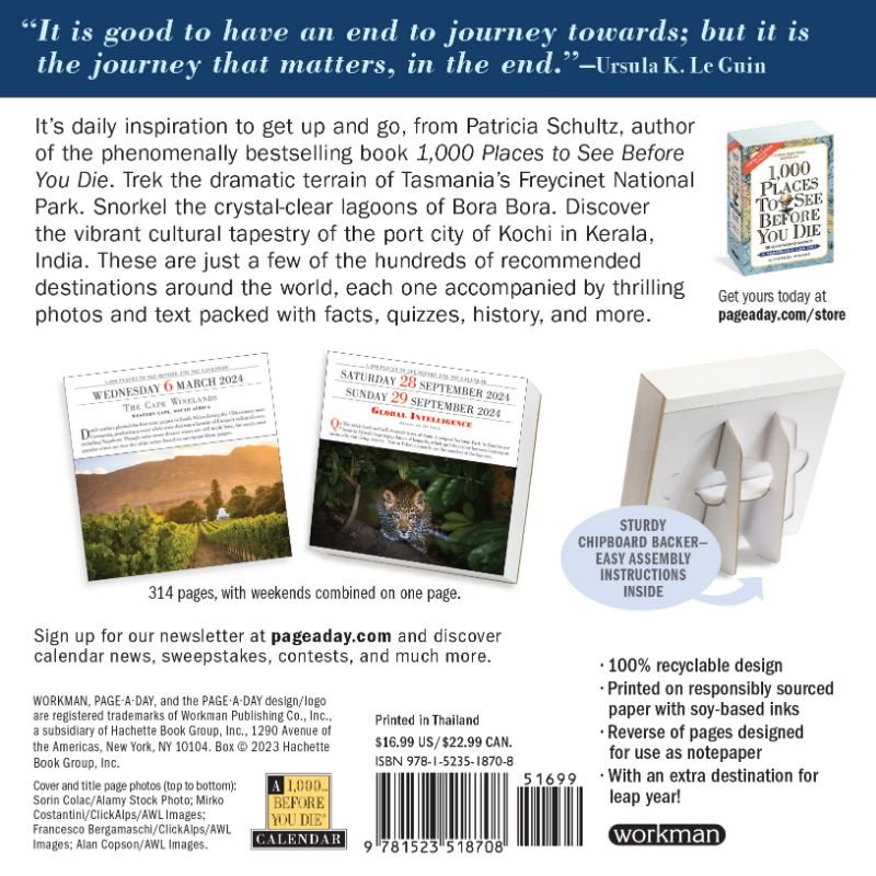 1,000 Places to See Before You Die Page-A-Day Calendar 2024 by Patricia ...