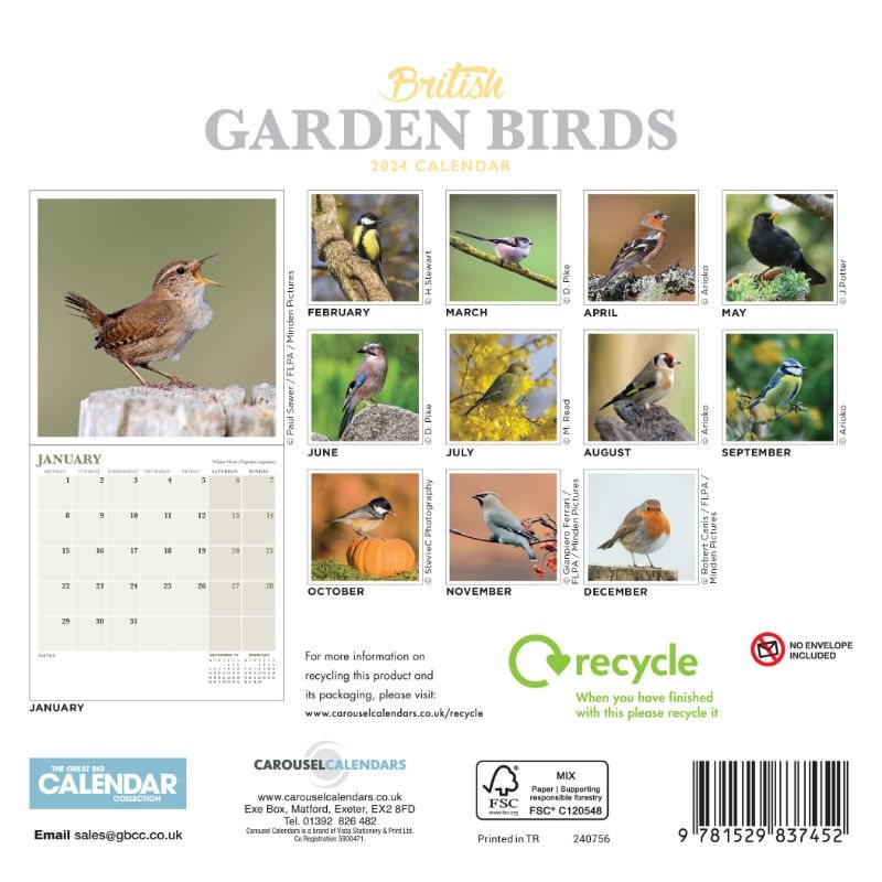2024 Garden Birds Mini Wall Calendar | Waterstones