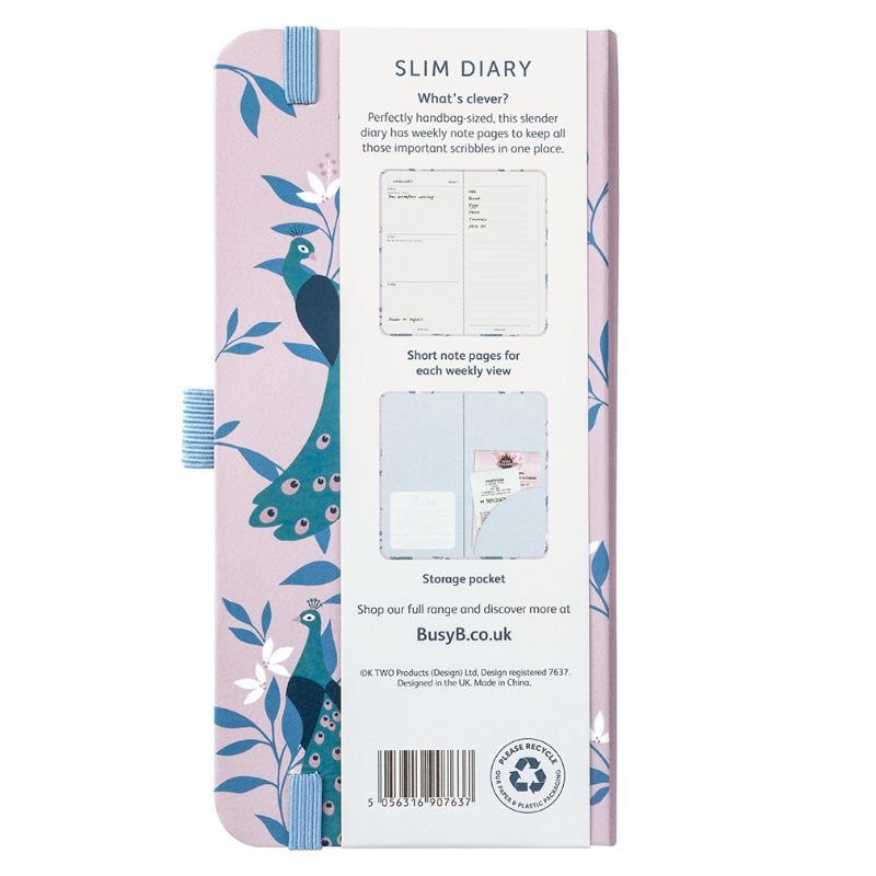 Busy B Peacocks Slim Diary 2024 | Waterstones