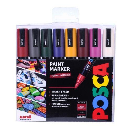 Posca 5mm Deep Colours Pens Set Of 8 | Waterstones