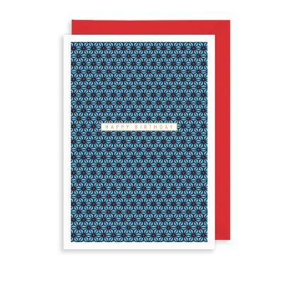 Happy Birthday Blue Geo Card | Waterstones