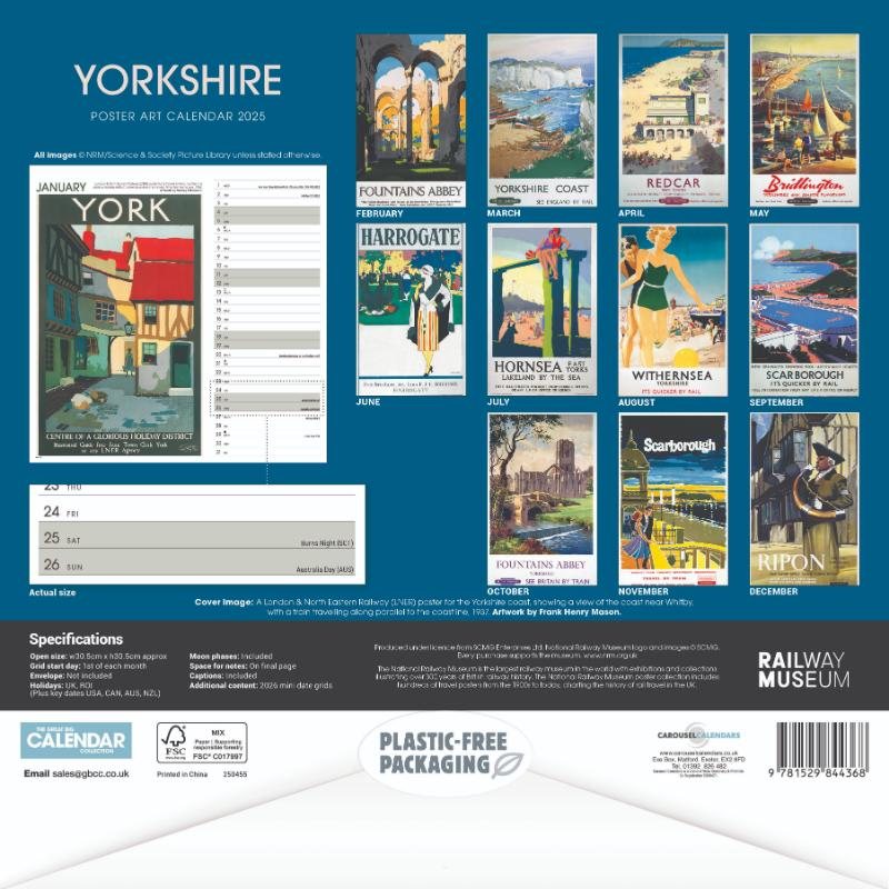 Yorkshire Poster Art Nrm Wiro Wall Calendar 2025 | Waterstones