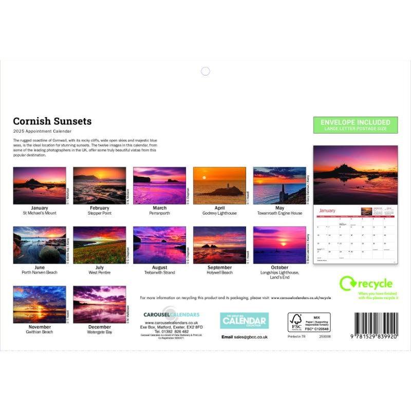 Cornish Sunsets A4 Calendar 2025 | Waterstones