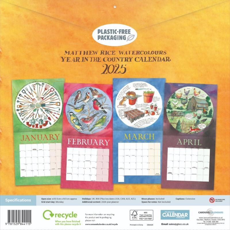 2025 Matthew Rice Wall Calendar | Waterstones