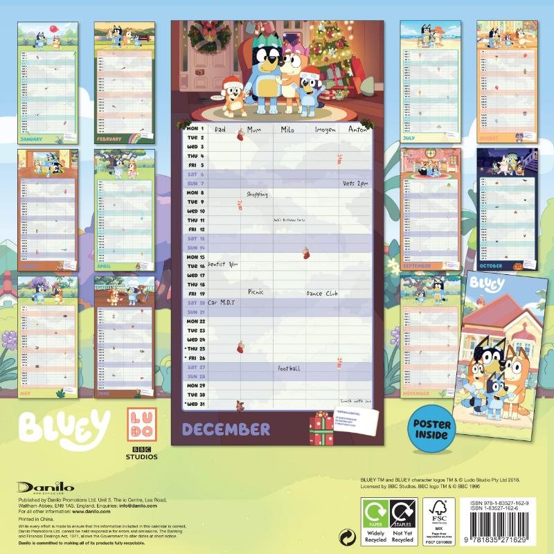 2025 Bluey Family Organiser Wall Calendar | Waterstones