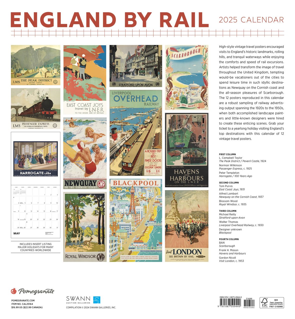 2025 England By Rail Wall Calendar | Waterstones