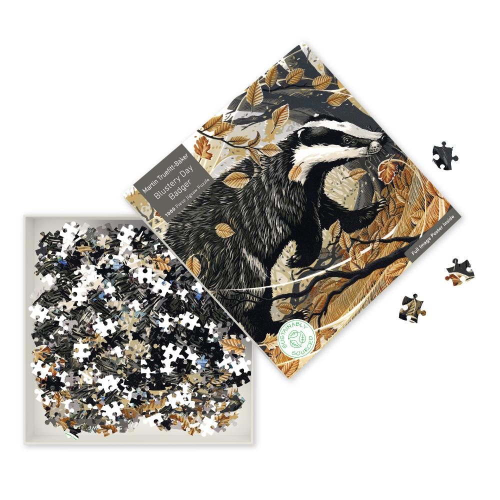 Blustery Day Badger 1000 Piece Jigsaw Puzzle | Waterstones