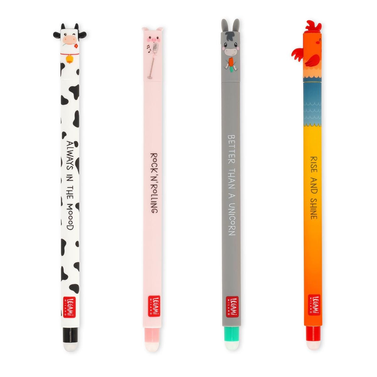 Farm Set Of 4 Erasable Gel Pens | Waterstones