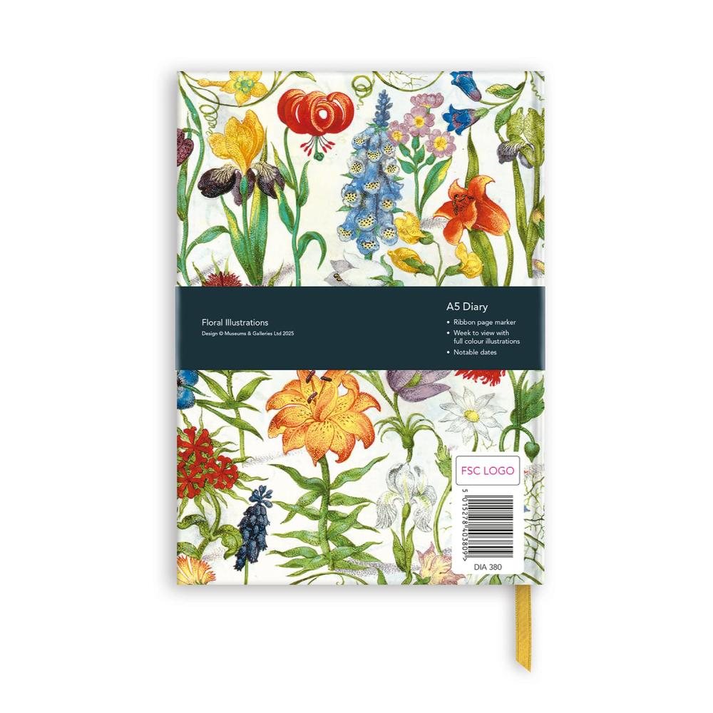 Floral Manuscript Desk Diary Week to View 2026 | Waterstones