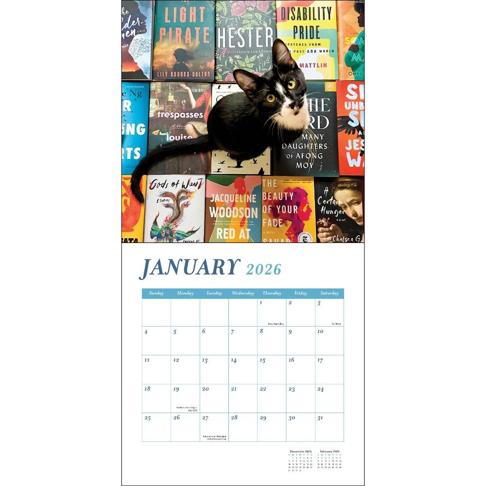 Cats and Books 2026 Wall Calendar by Rizzoli Universe | Waterstones