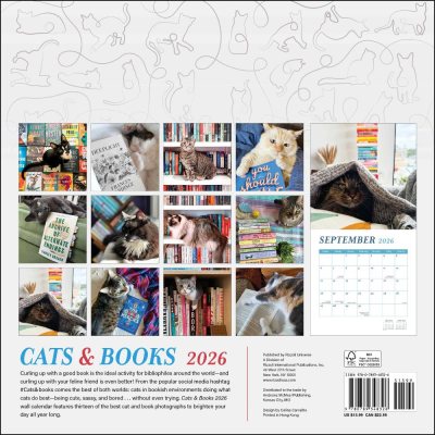Cats and Books 2026 Wall Calendar by Rizzoli Universe | Waterstones
