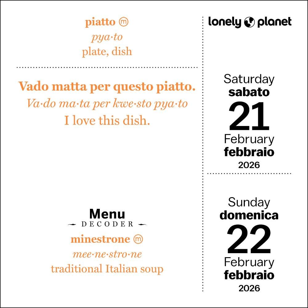 2026 Lonely Planet Italian Boxed Calendar by Lonely Planet | Waterstones