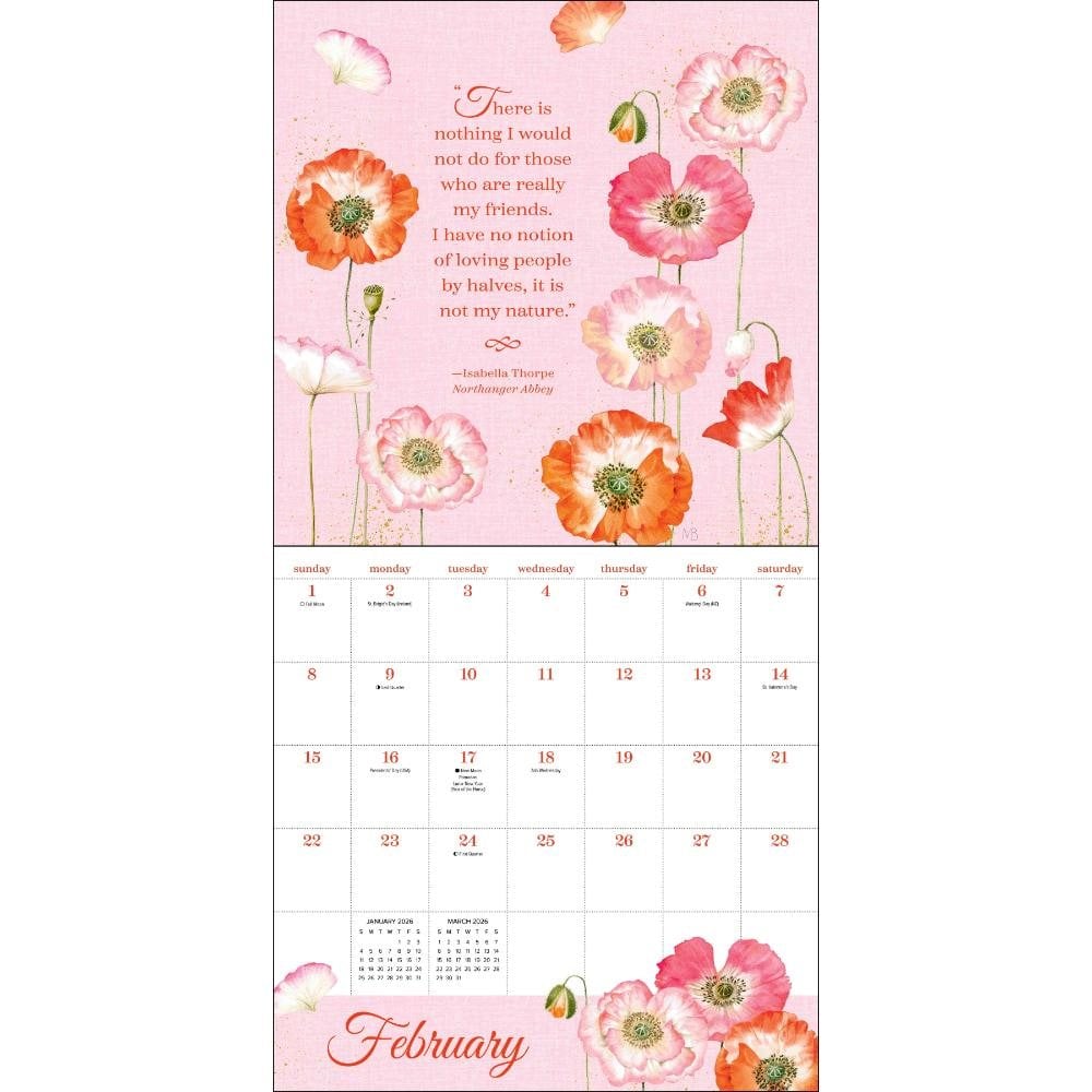 2026 Jane Austen Quotes Wall Calendar by Marjolein Bastin, Jane Austen ...