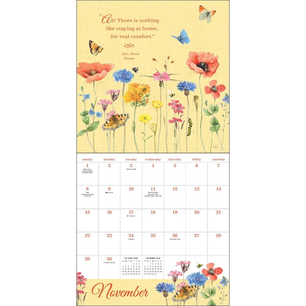 2026 Jane Austen Quotes Wall Calendar by Marjolein Bastin, Jane Austen ...