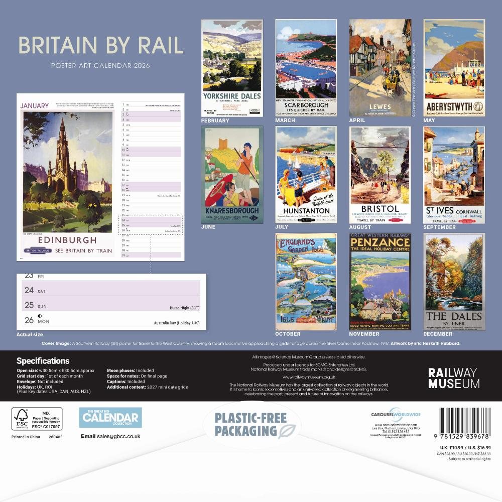 2026 Britain By Rail Wall Calendar | Waterstones