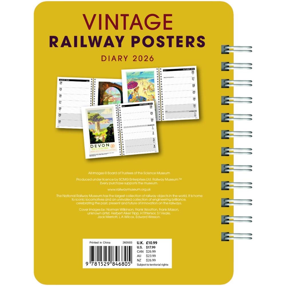 Vintage Railway Posters A5 Wiro Diary 2026 | Waterstones