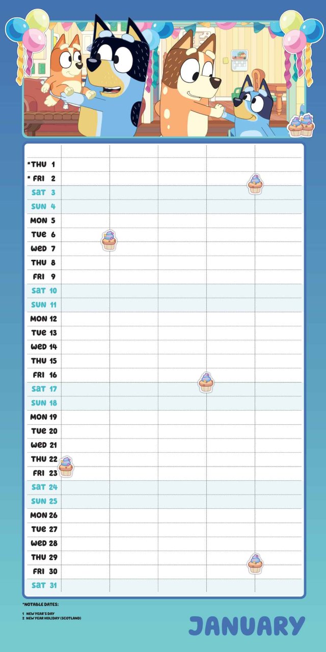 2026 Bluey Family Organiser Wall Calendar | Waterstones
