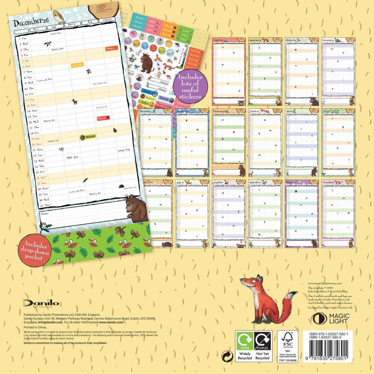 2026 Gruffalo Family Organiser Wall Calendar | Waterstones