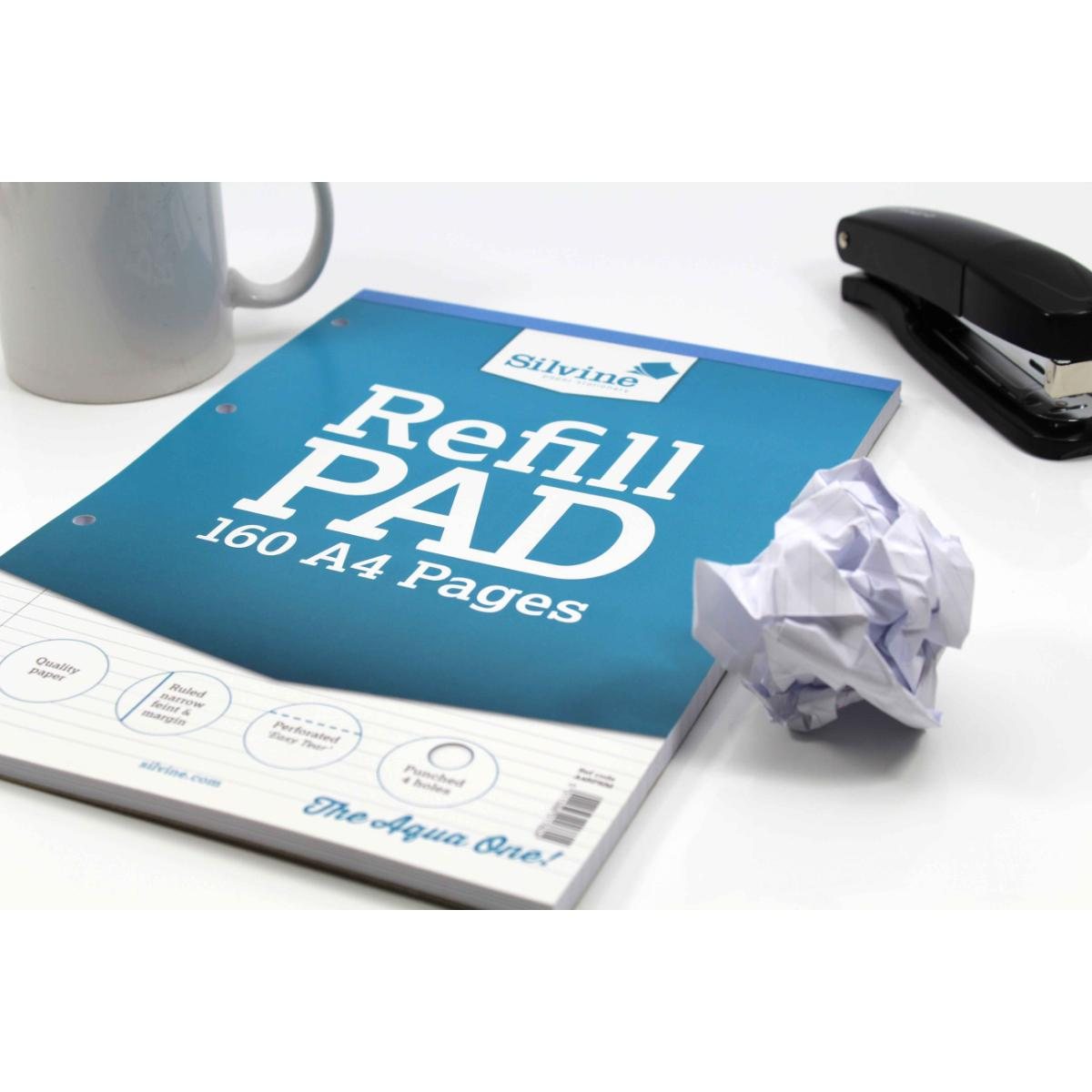 Silvine A4 Refill Pad - Narrow Lined With Margin (160 Pages) | Waterstones