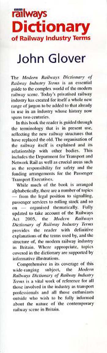 Modern Railways Dictionary of Railway Industry Terms by John Glover ...