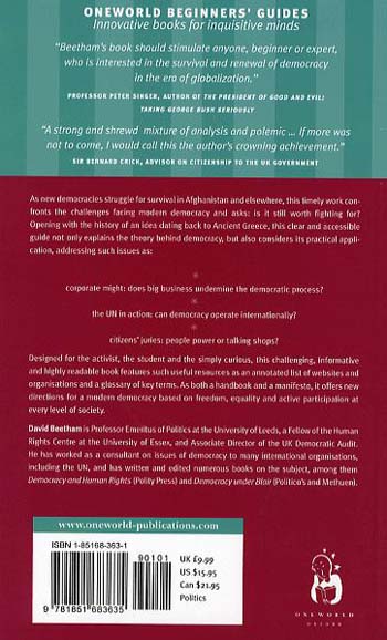 Democracy by David Beetham | Waterstones