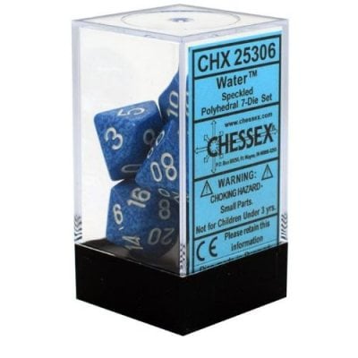 Speckled Poly 7 Dice Set Water | Waterstones