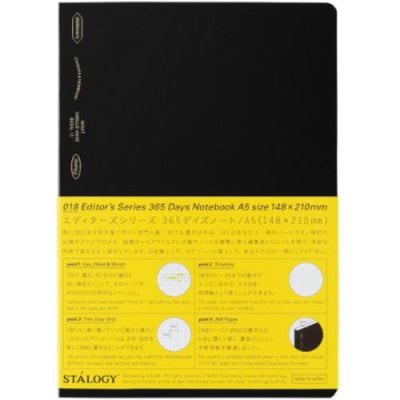 Stalogy 365 Days Notebook, Grid, A5, Black | Waterstones