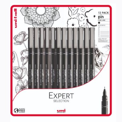 Uni Pin Blister Expert Selection Pens Set of 12 | Waterstones