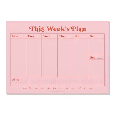 A4 Pink & Red Weekly Planner Pad | Waterstones