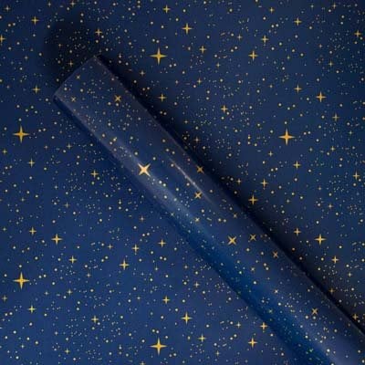 Navy With Gold Stars 3M Roll Wrap | Waterstones