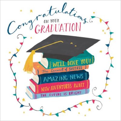 Congrats Graduation Book Stack Greeting Card | Waterstones