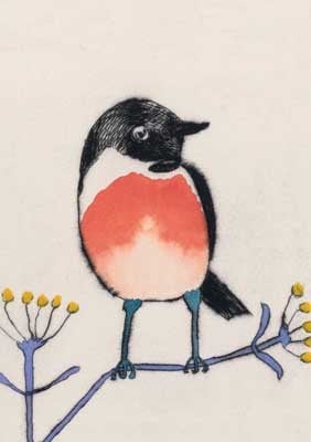 Stonechat Dry Point and Watercolour | Waterstones