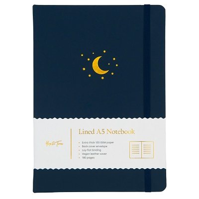 Moon and Stars A5 Lined Notebook - Midnight blue | Waterstones